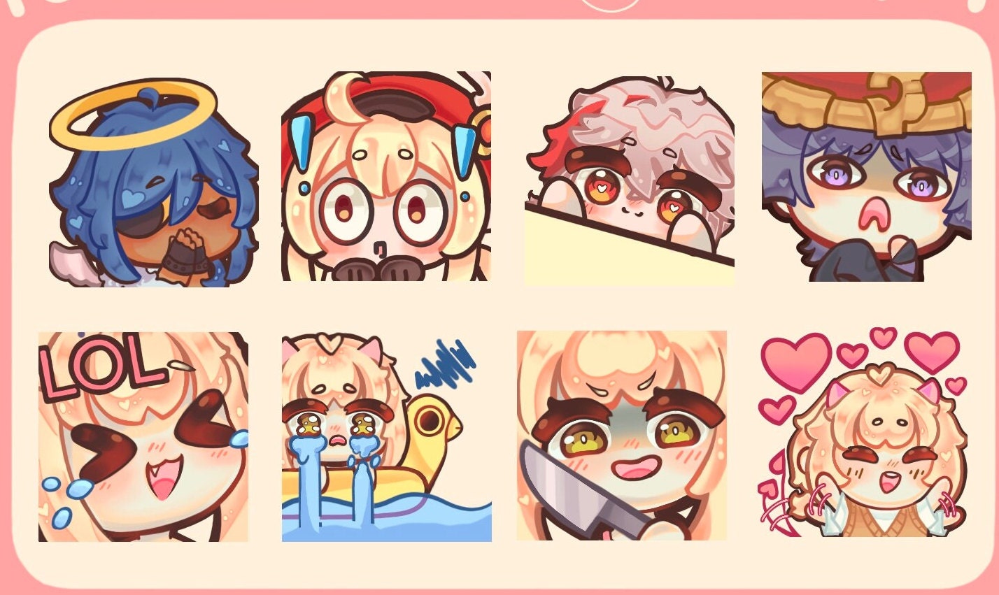 PACK OF 5 Custom Twitch Emotes! Discord Cute Emoticons Chibi Animals ...