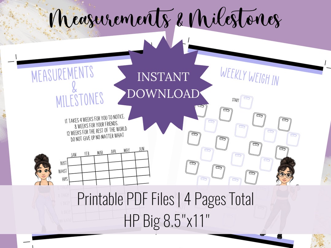 Printable Measurements Tracker Brunette Happy Planner Big Size 8.5x11 ...