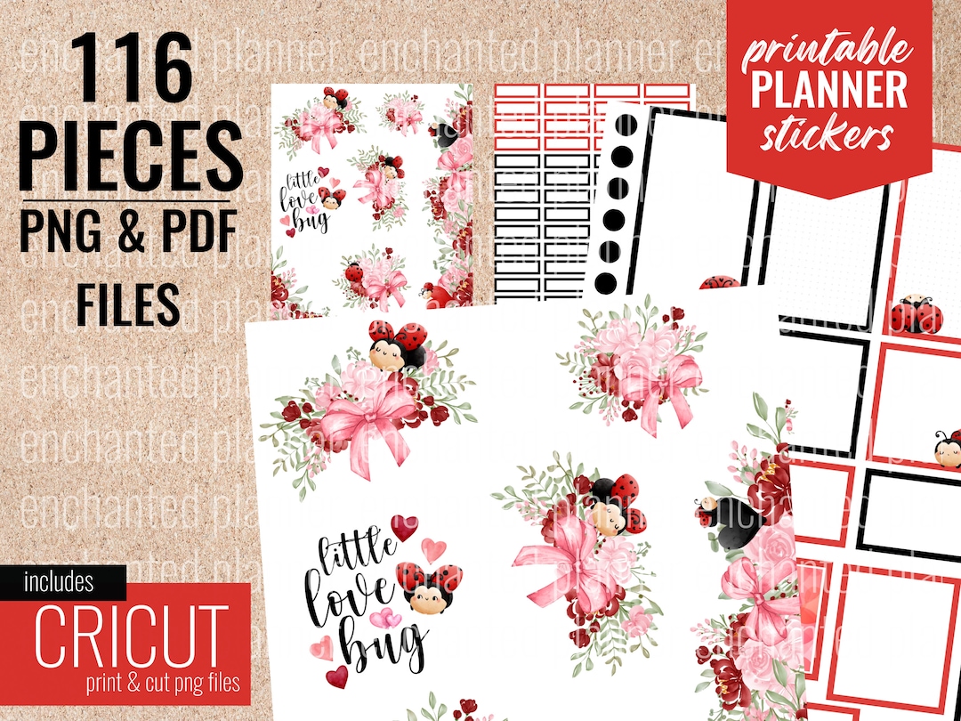 Valentine's Day Stickers | Printable Planner Stickers | Classic Happy ...