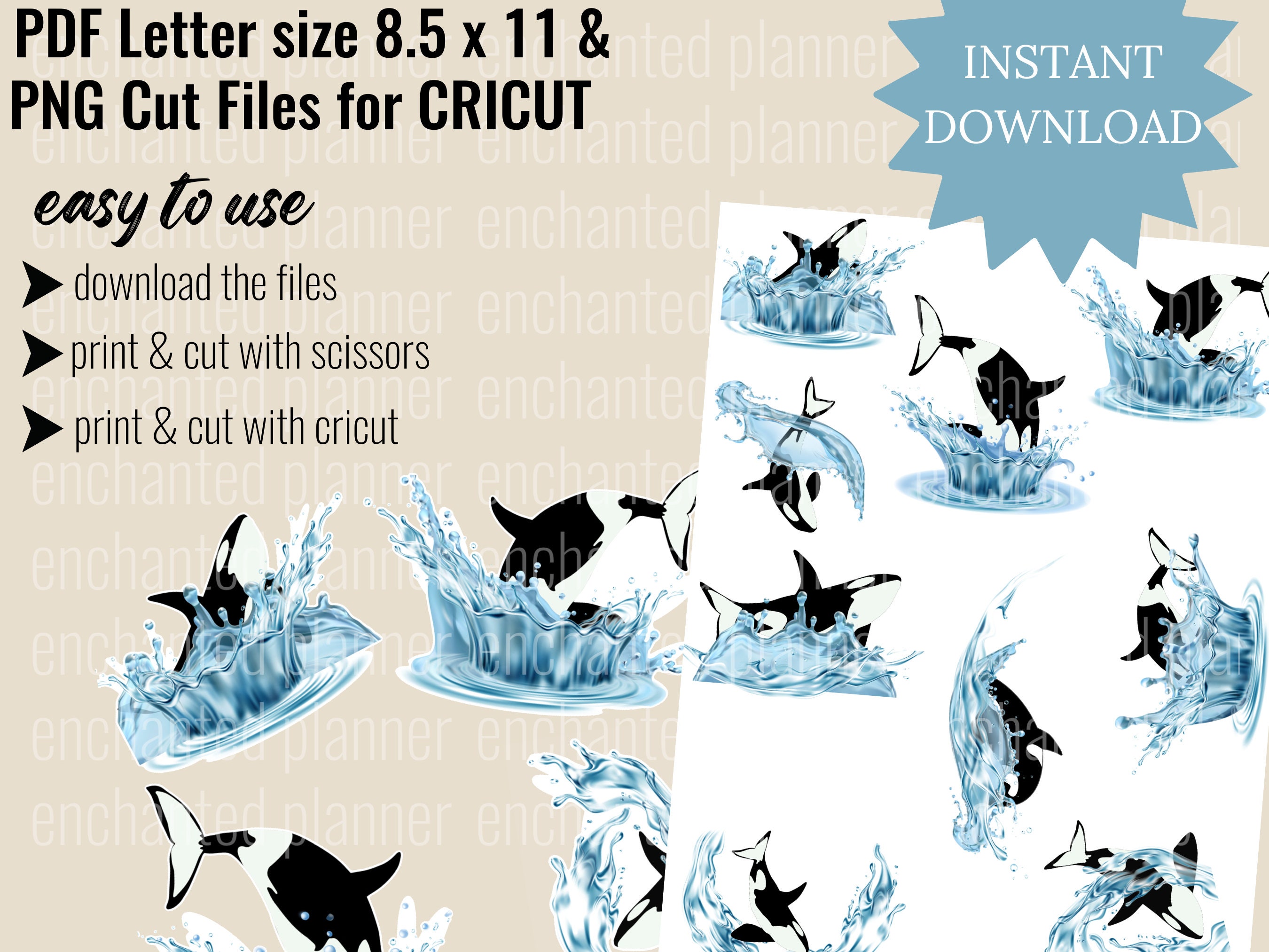 Printable Planner Stickers Happy Planner Orca Stickers Ocean Instant ...