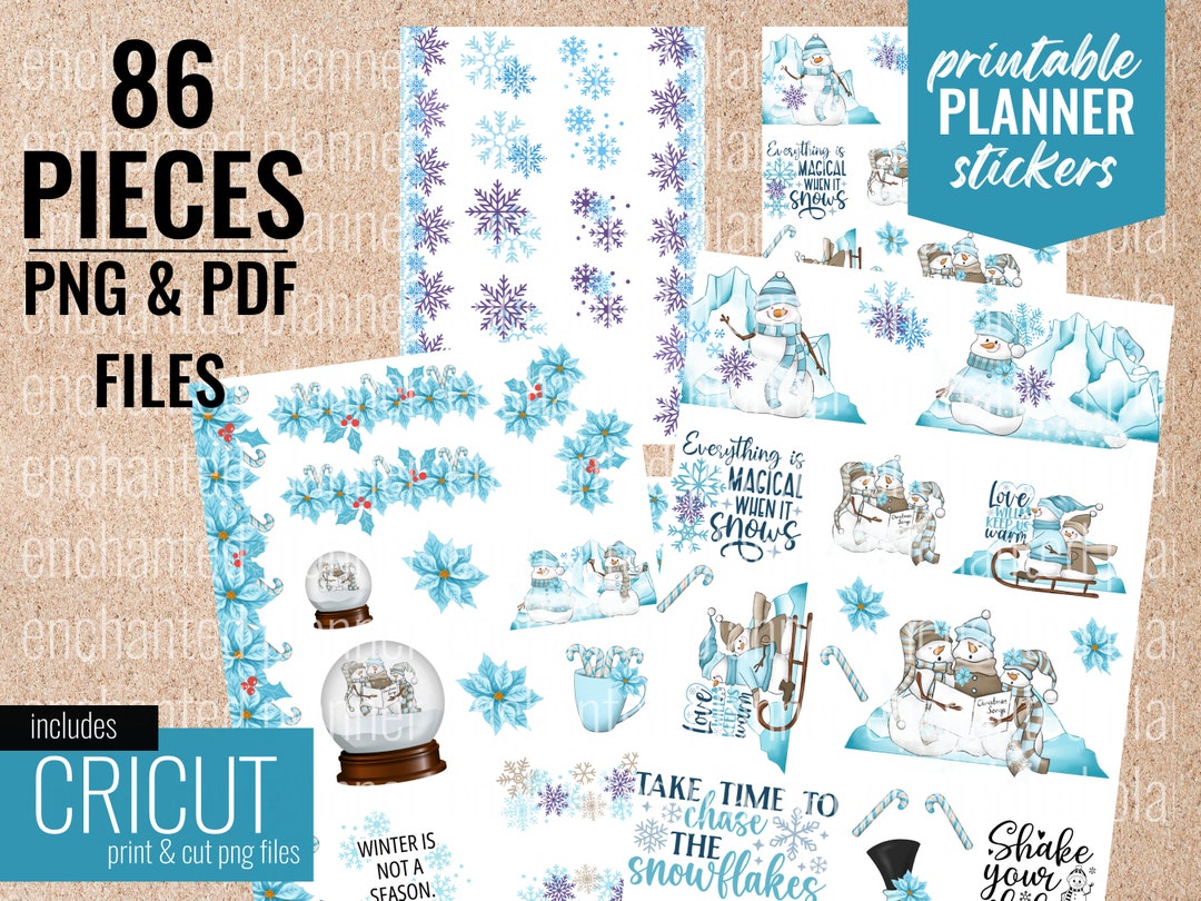 Snowmen Stickers | Printable Planner Stickers | Classic Happy Planner ...