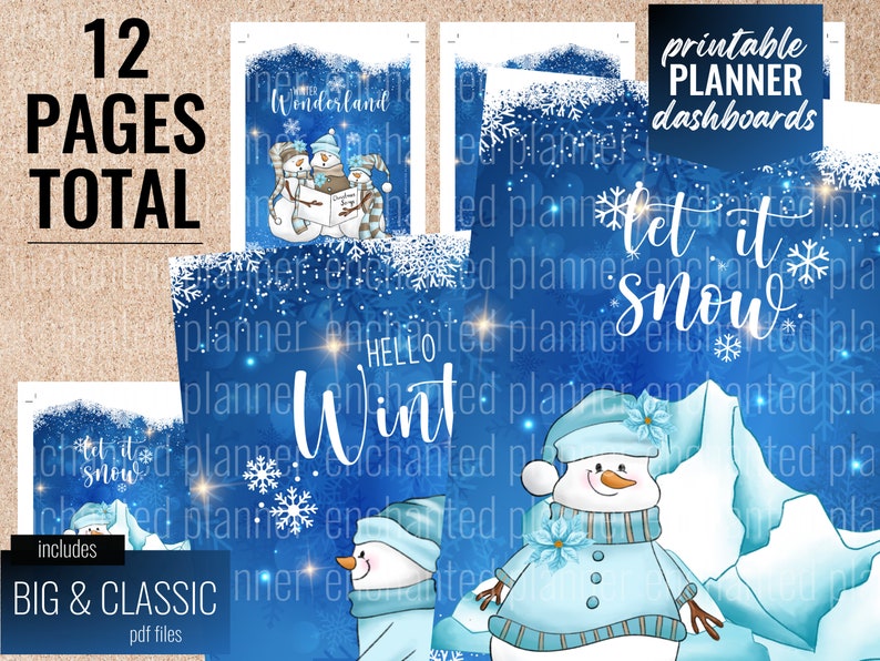Snowmen Printable Dashboard Dividers | Fits Classic & Big Happy Planner ...