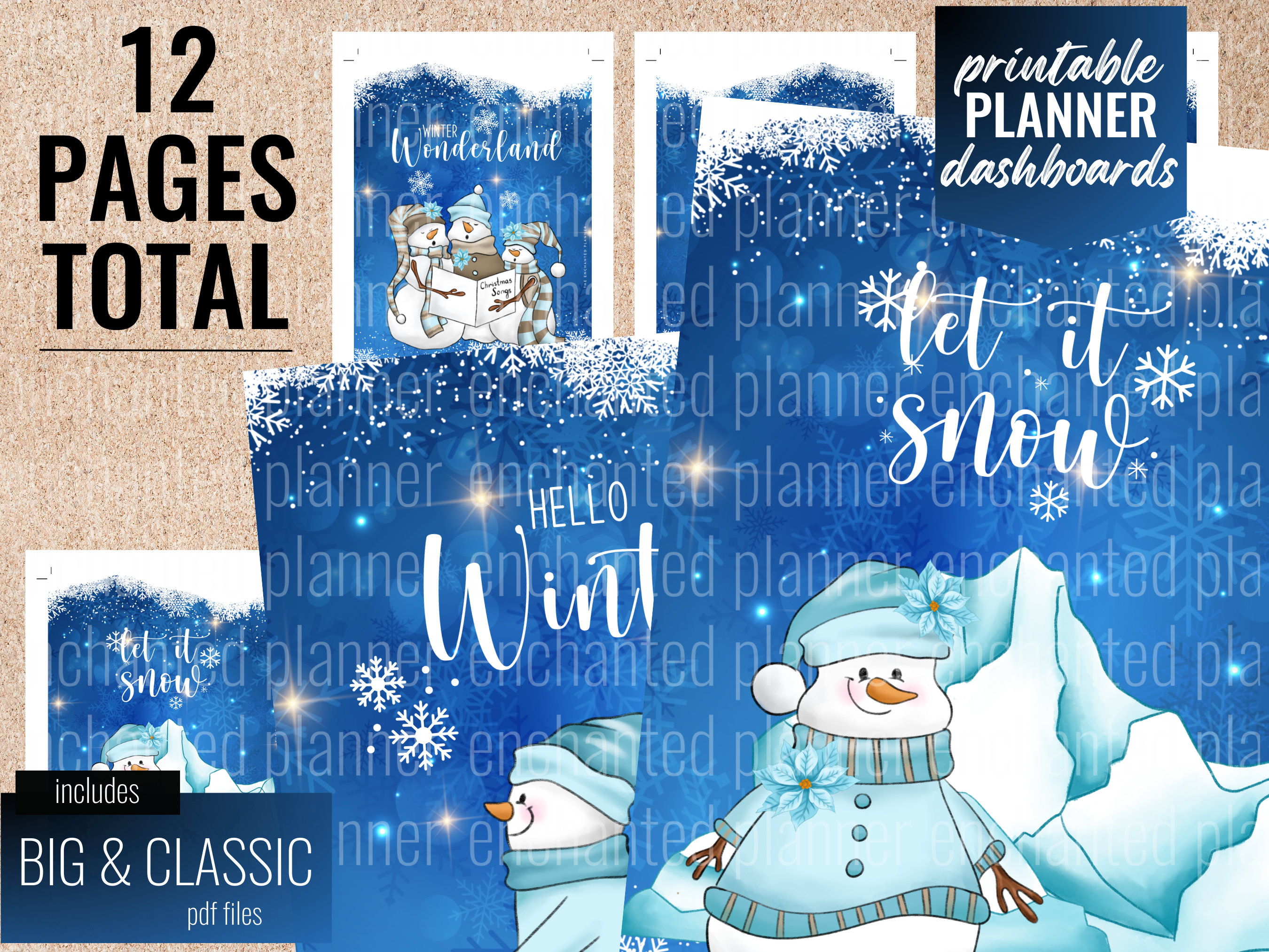 Snowmen Printable Dashboard Dividers | Fits Classic & Big Happy Planner ...