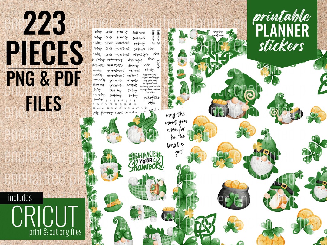 St. Patricks Day Stickers | Printable Planner Stickers | Classic Happy ...