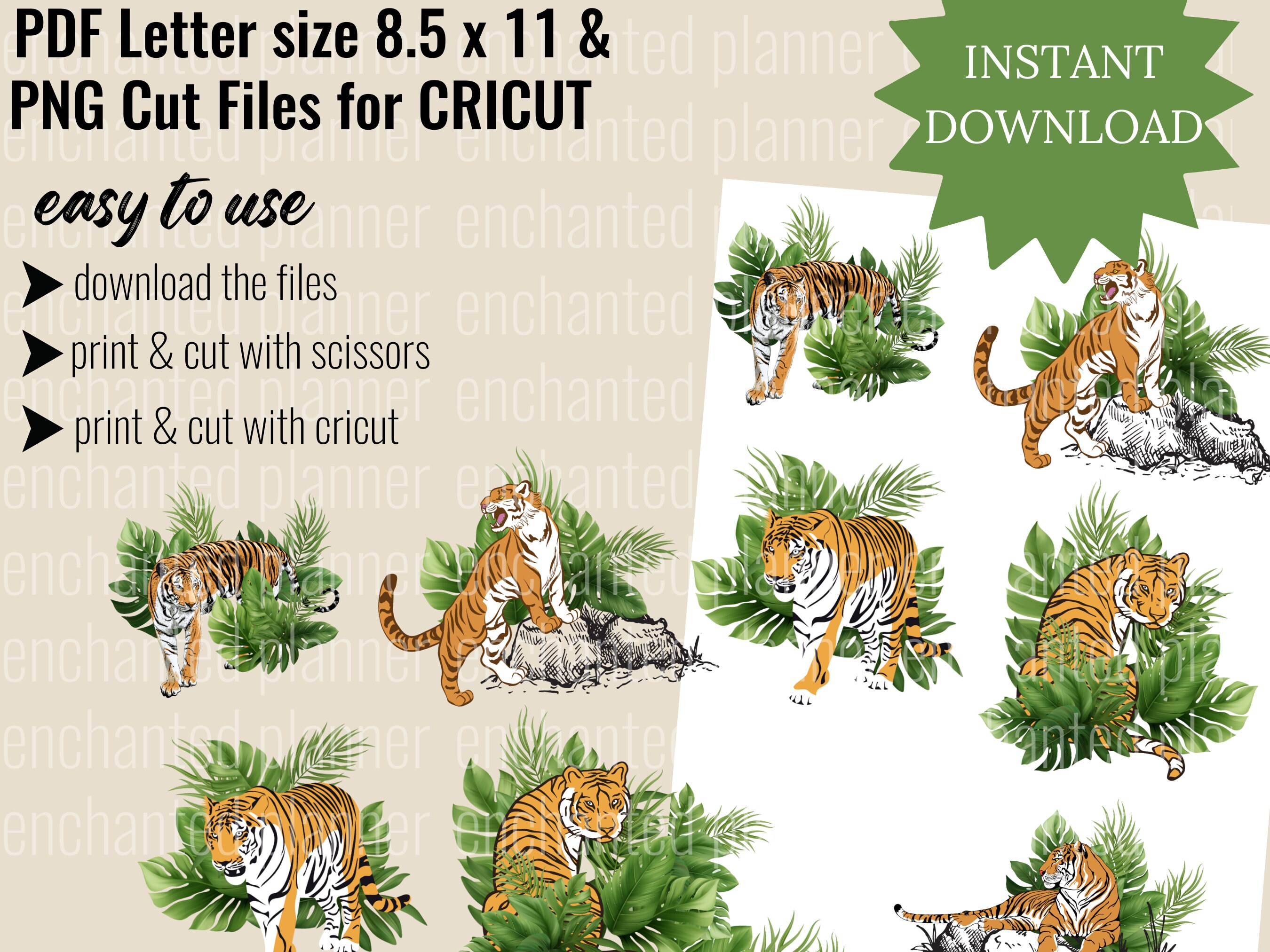 Printable Planner Stickers Happy Planner Tiger Stickers Jungle Instant ...