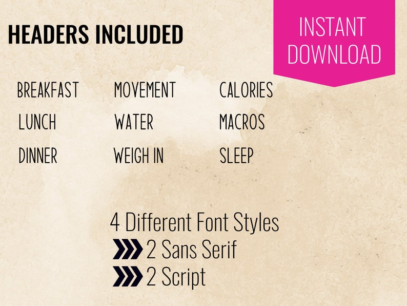 Minimalist Printable Fitness & Health Headers | Printable Planner ...