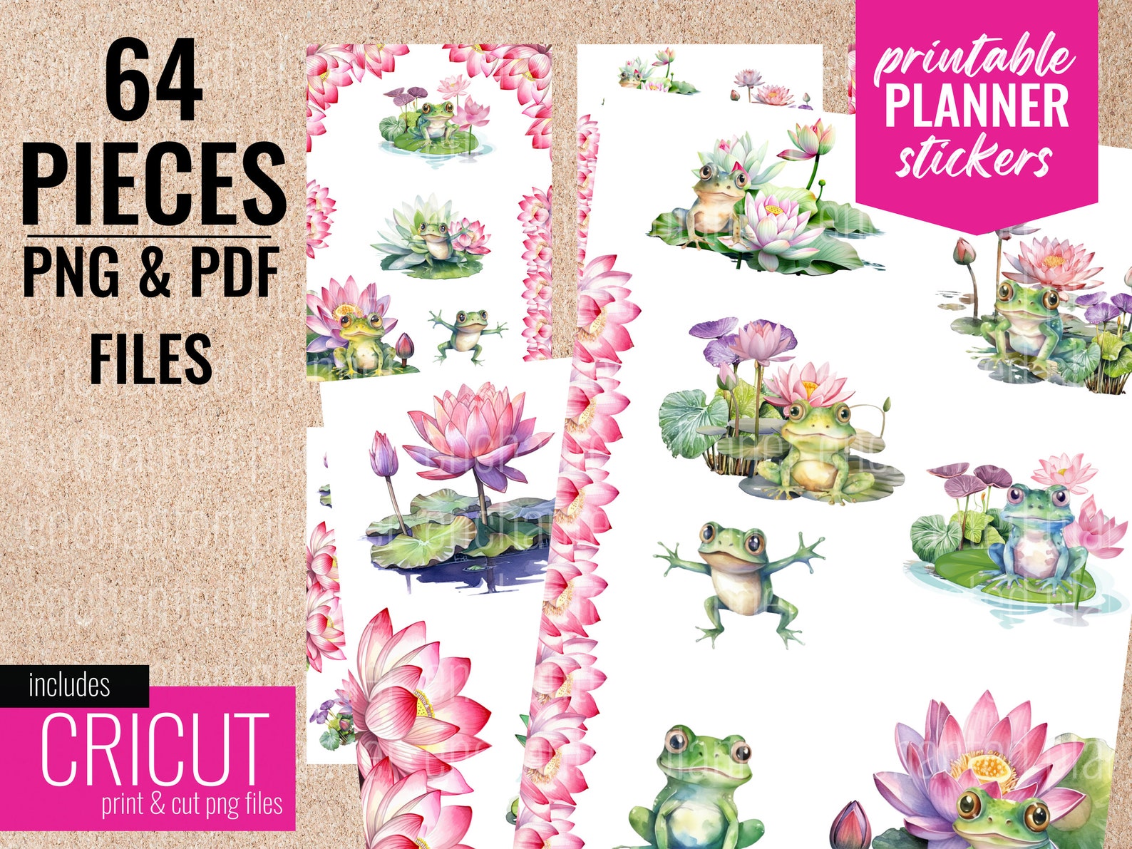 Frogs and Lilly Pads | Printable Planner Stickers | Classic Happy ...