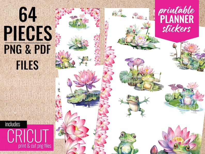 Frogs and Lilly Pads | Printable Planner Stickers | Classic Happy ...