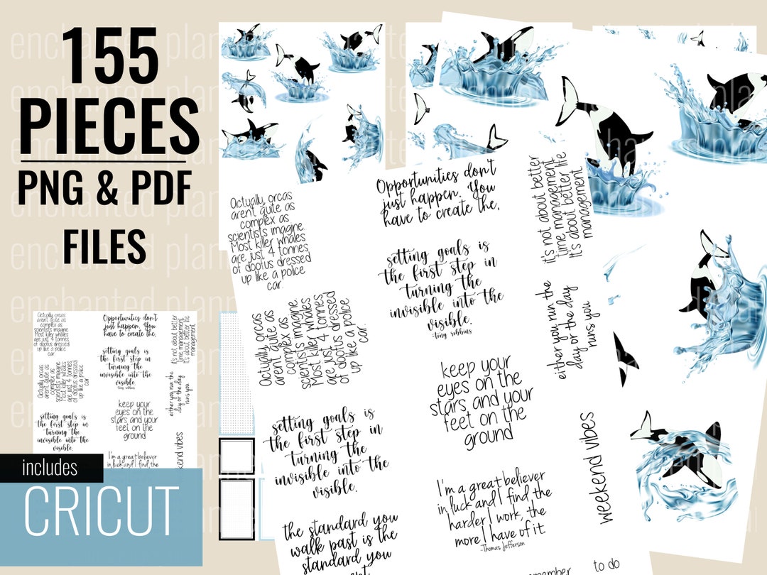 Printable Planner Stickers | Happy Planner | Orca Stickers | Ocean ...