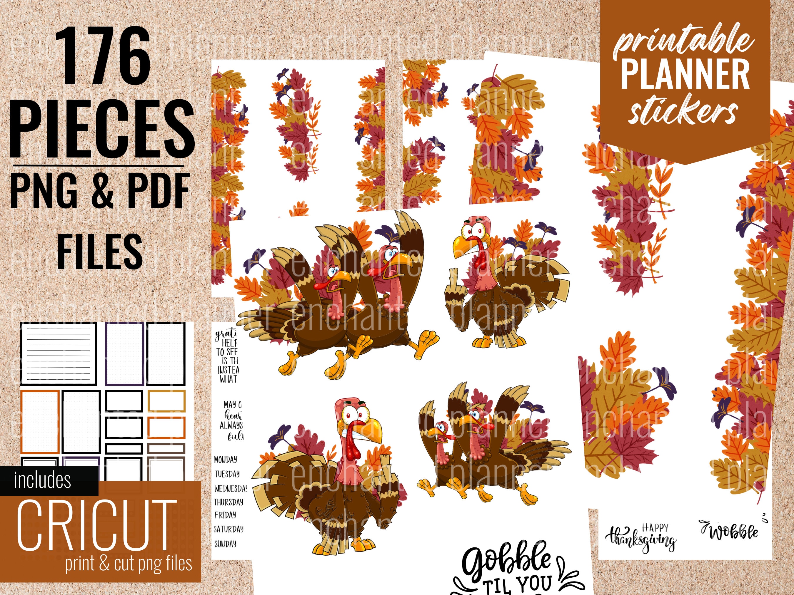 Thanksgiving Stickers Printable Planner Stickers Classic Happy Planner ...