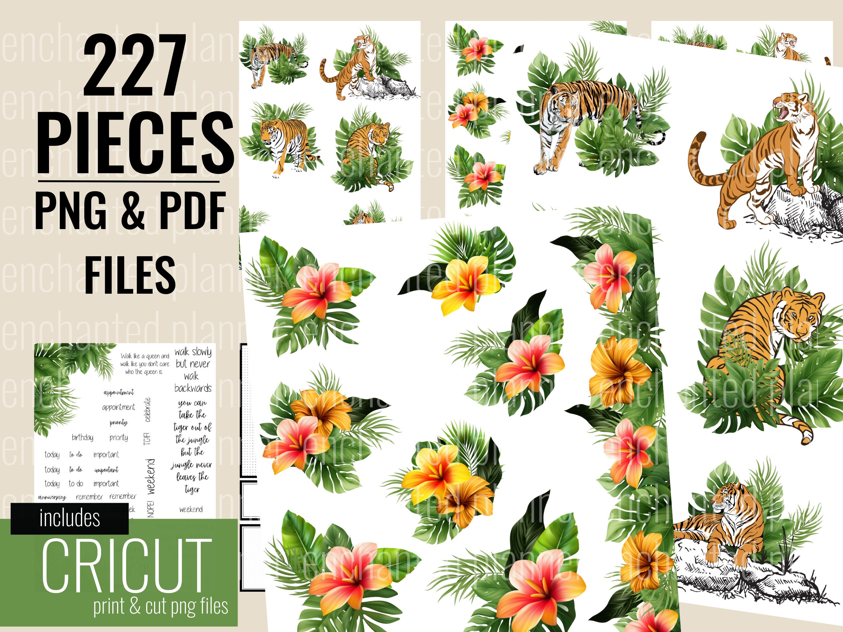 Printable Planner Stickers Happy Planner Tiger Stickers Jungle Instant ...