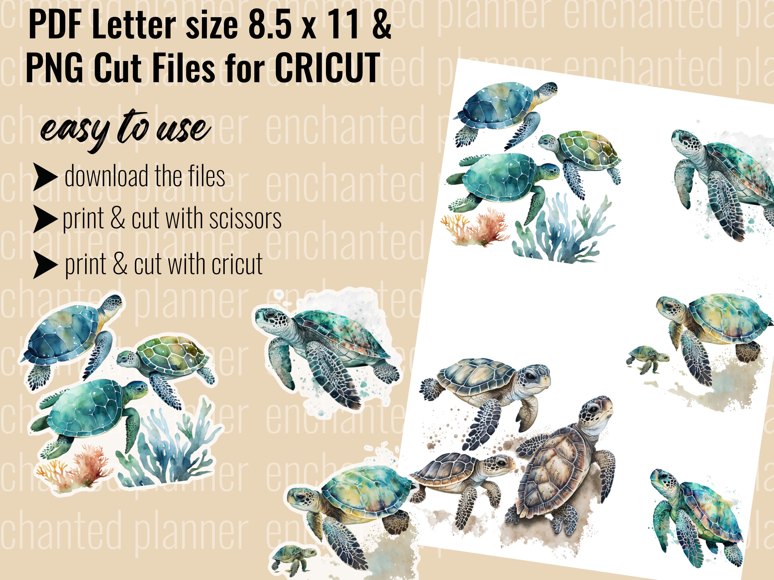 Printable Planner Stickers | Happy Planner | Turtle Stickers | Instant ...