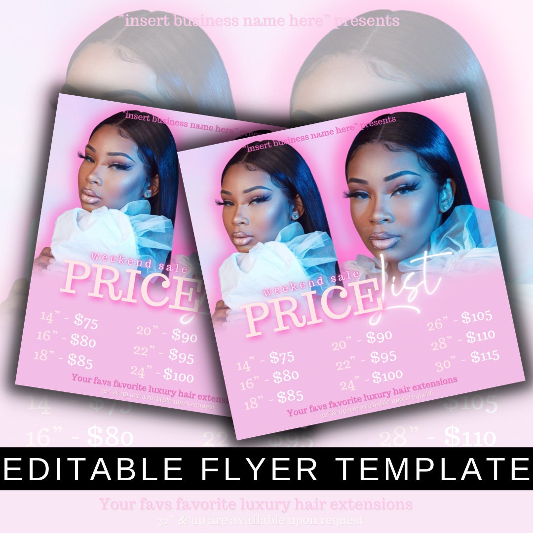 DIY Template, Hair Bundles Price List, Editable Canva - Etsy
