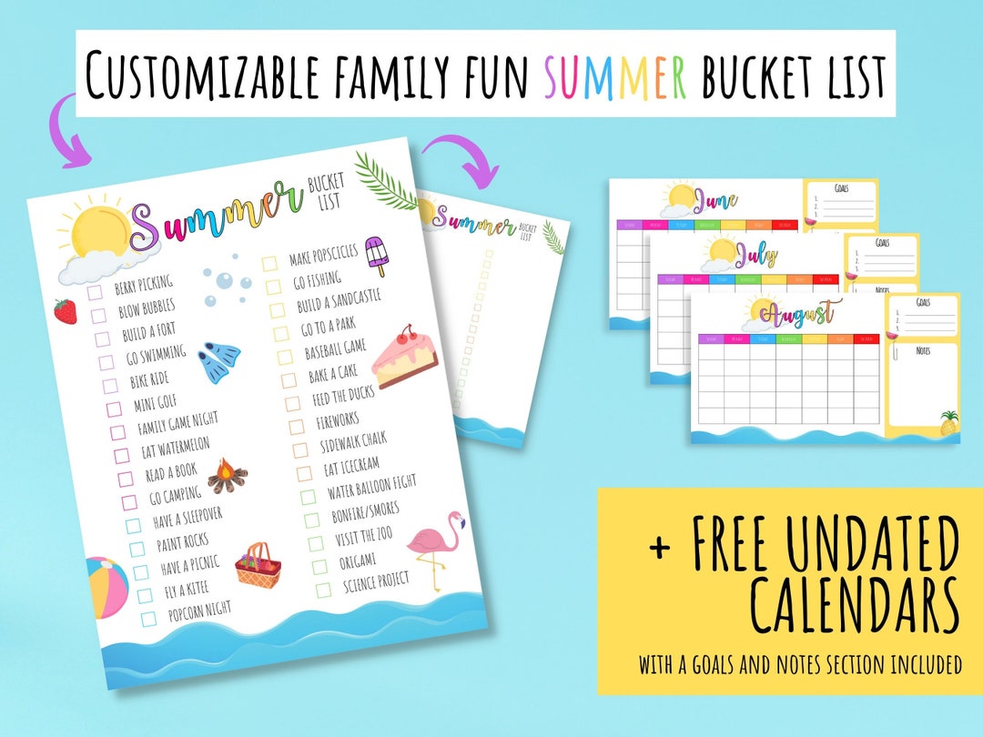 Summer Bucket List Printable, Summer Bucket List, Digital Download ...