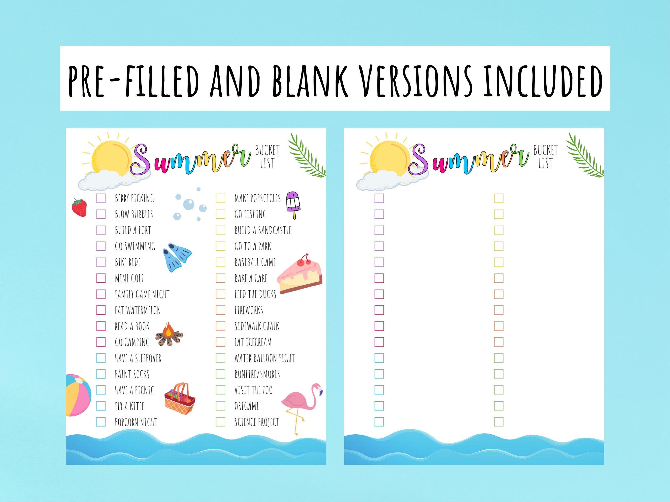 Summer Bucket List Printable, Summer Bucket List, Digital Download ...