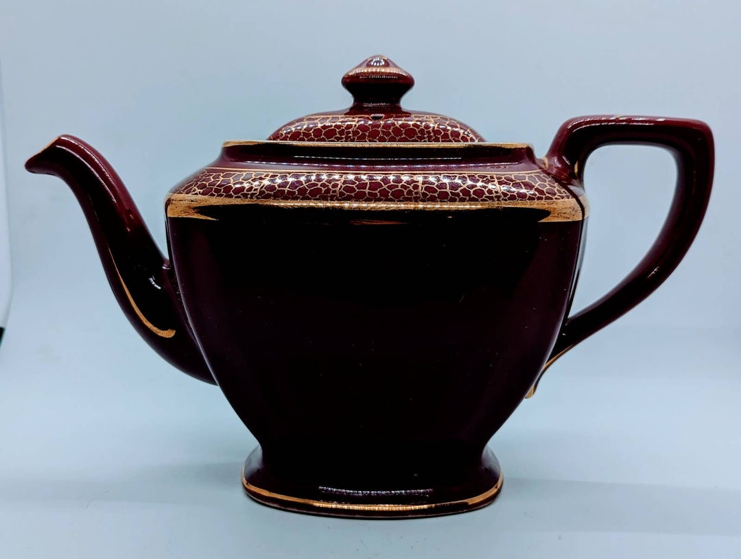 Vintage Hall Standard Gold Maroon Colored Decorated Teapot 6 Cup ...