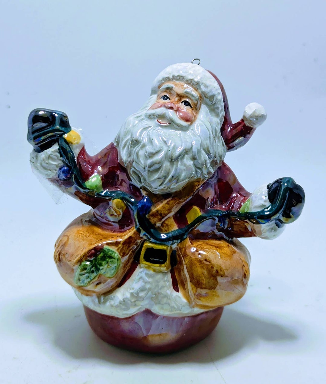 Vintage Ceramic Santa Clause Christmas Tree Ornament Iridescent Hand ...