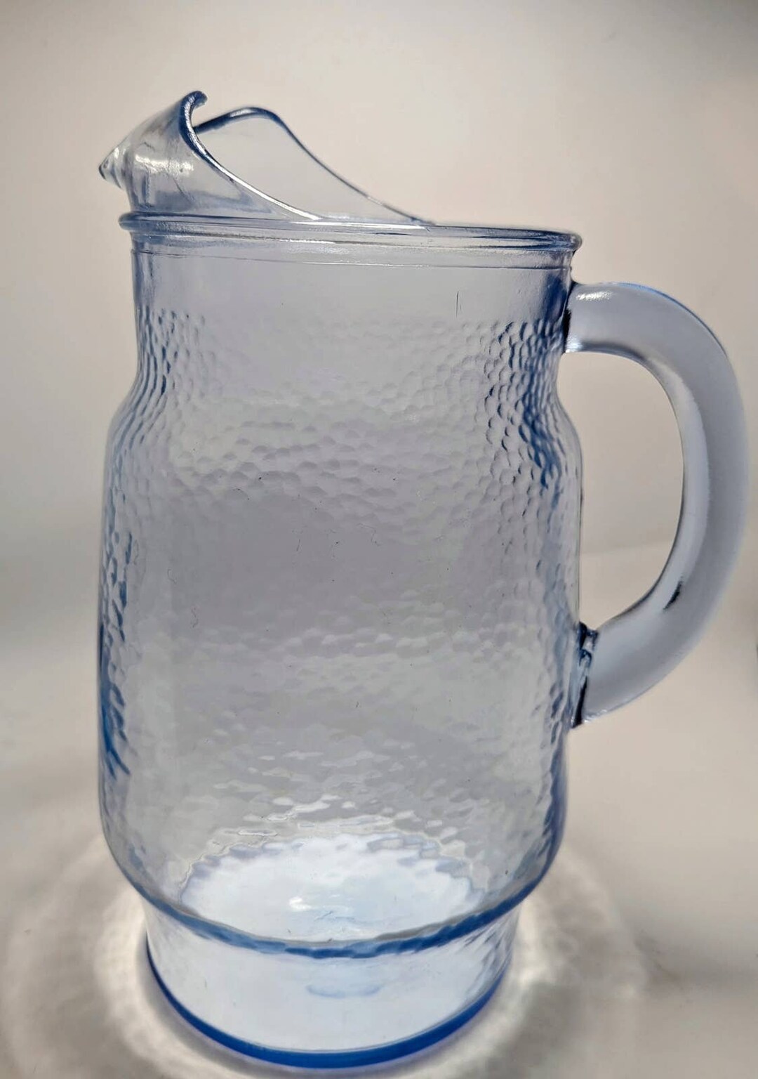 Vintage Blue Libbey Pitcher Hammered Pattern Glass Ice Lip - Etsy
