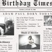 The Birthday Times Personalized on the Day You Were Born Newspaper ...