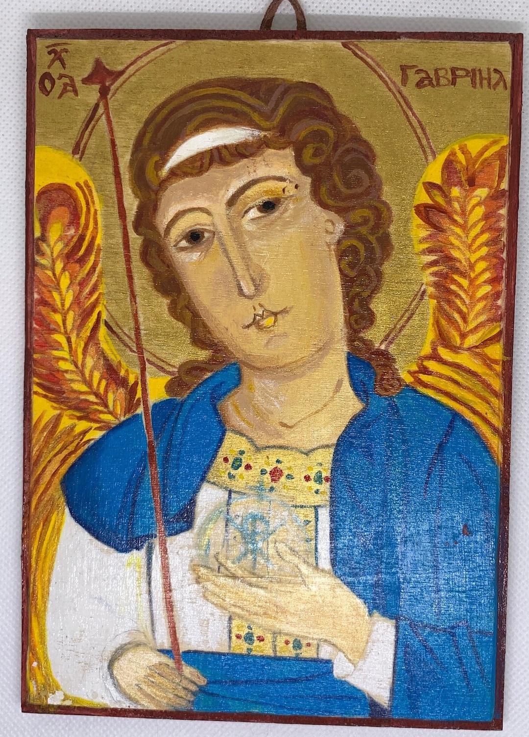 Hand Painted Archangel Gabriel - Byzantine Art Orthodox Iconography ...