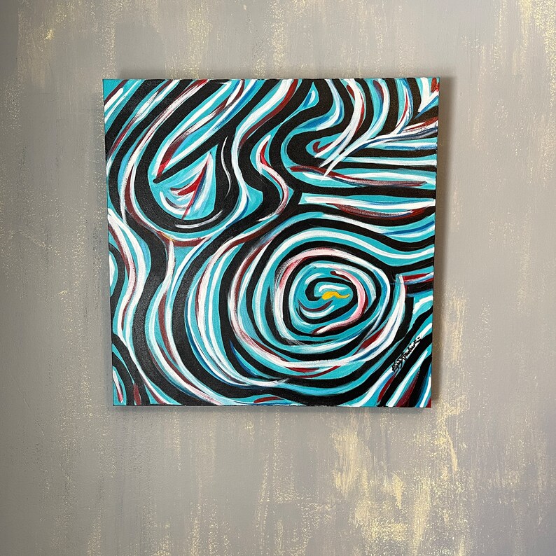 Little Fish, Big Pond Abstract Water / Waves / Fish Hand Painted ...