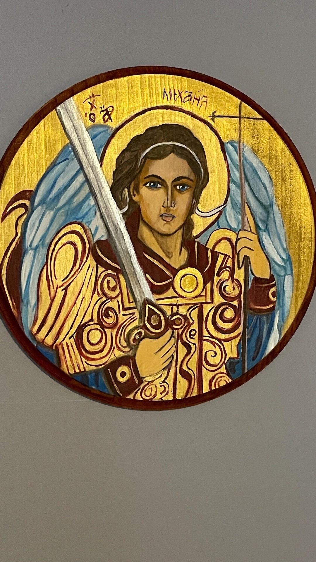 Hand Painted Archangel Michael - Byzantine Art Orthodox Iconography ...