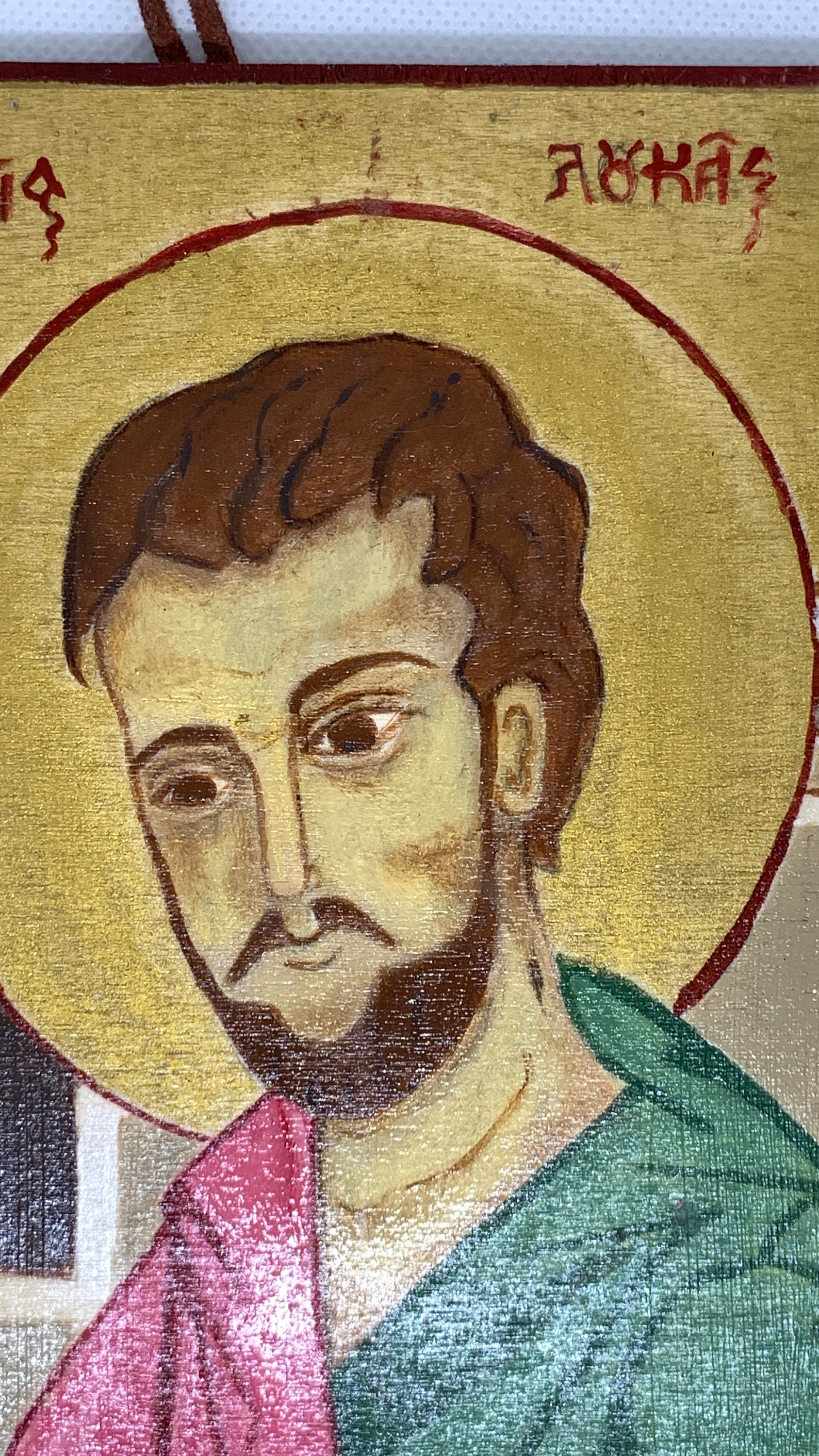 Hand Painted Saint Luke the Apostle and Evangelist Byzantine Art Orthodox Iconography on 7 X 5 ...
