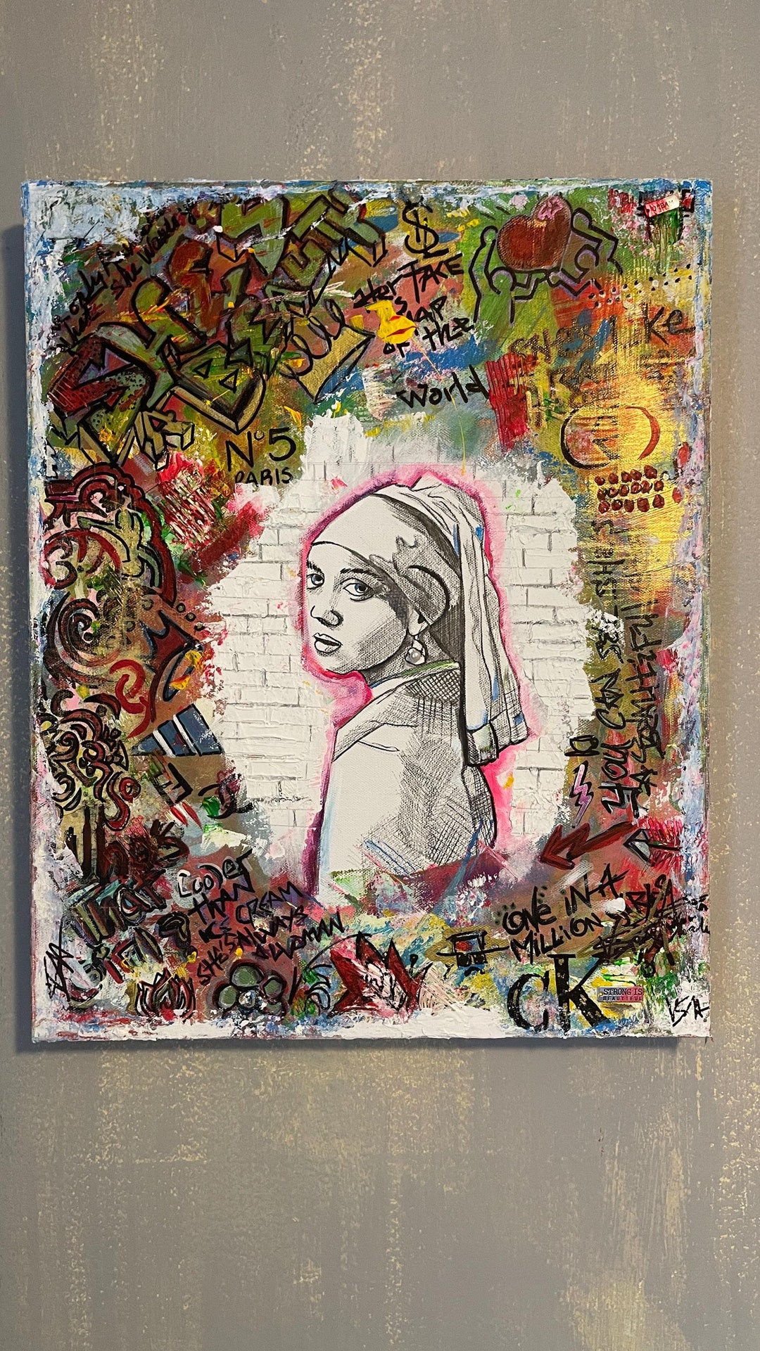 Who's That Girl With Pearl Earring Painting on Canvas Pop Art Graffiti ...