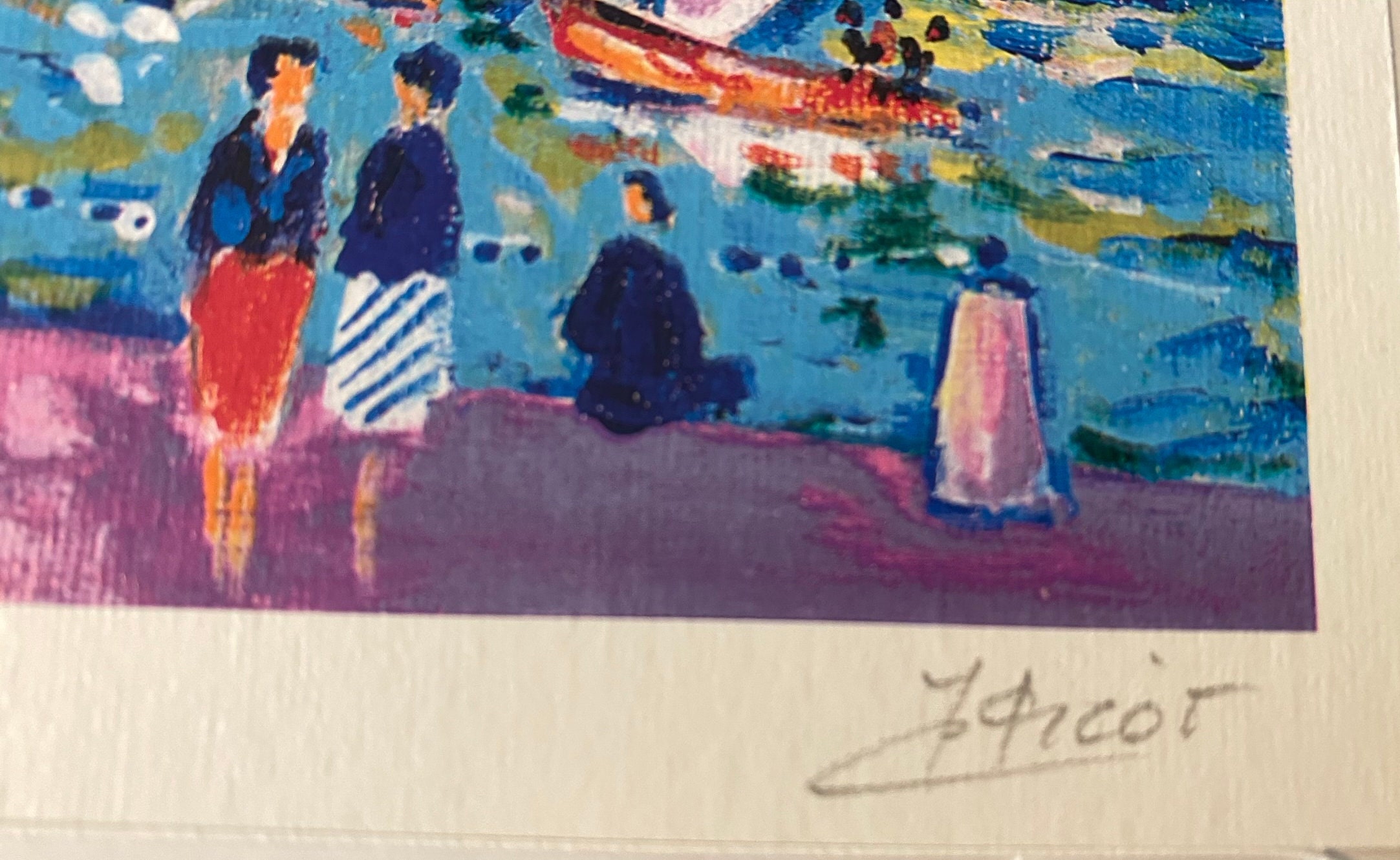 Jean-claude Picot Hand Signed & Hand Embellished Sailboats/pier Artist ...