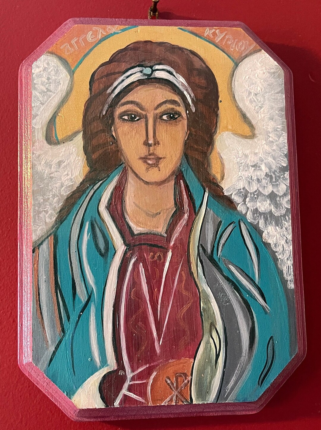 Hand Painted Guardian Angel - Byzantine Art Orthodox Iconography - on 9 ...