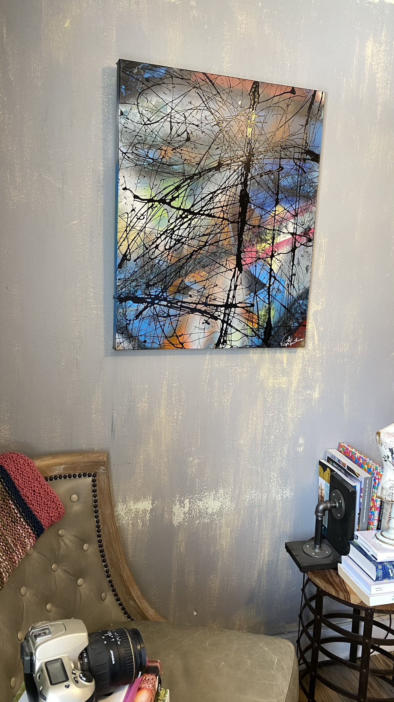 Hand Painted & Signed Original Painting Abstract Drip Painting pop Rock ...