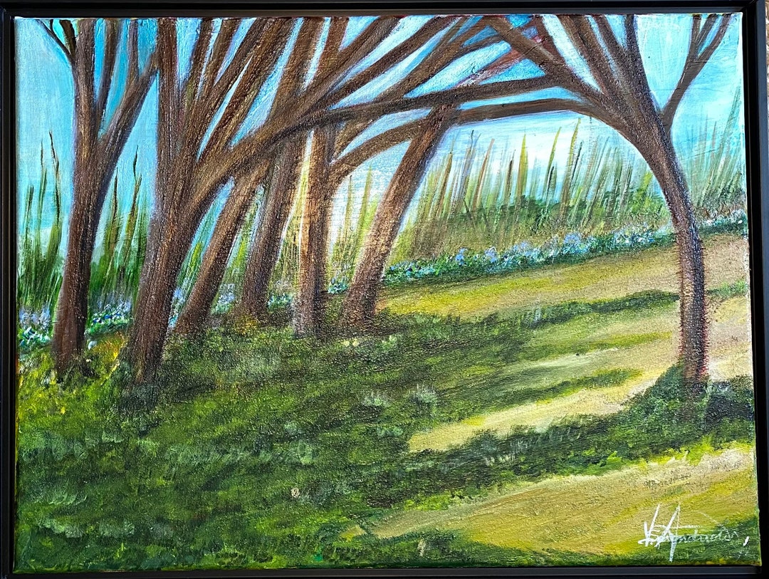 Hand Painted One - Original Landscape Painting - FRAMED Acrylic on ...