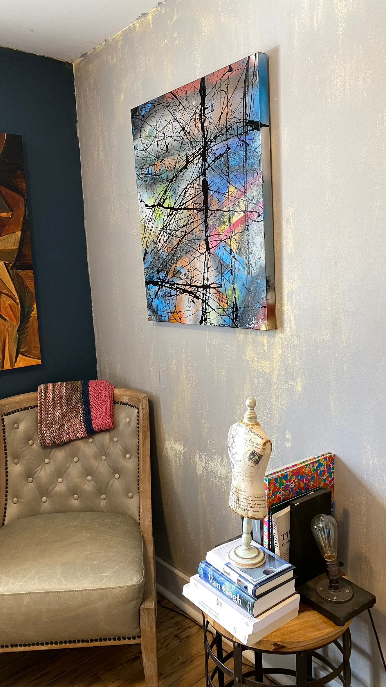 Hand Painted & Signed Original Painting Abstract Drip Painting pop Rock ...