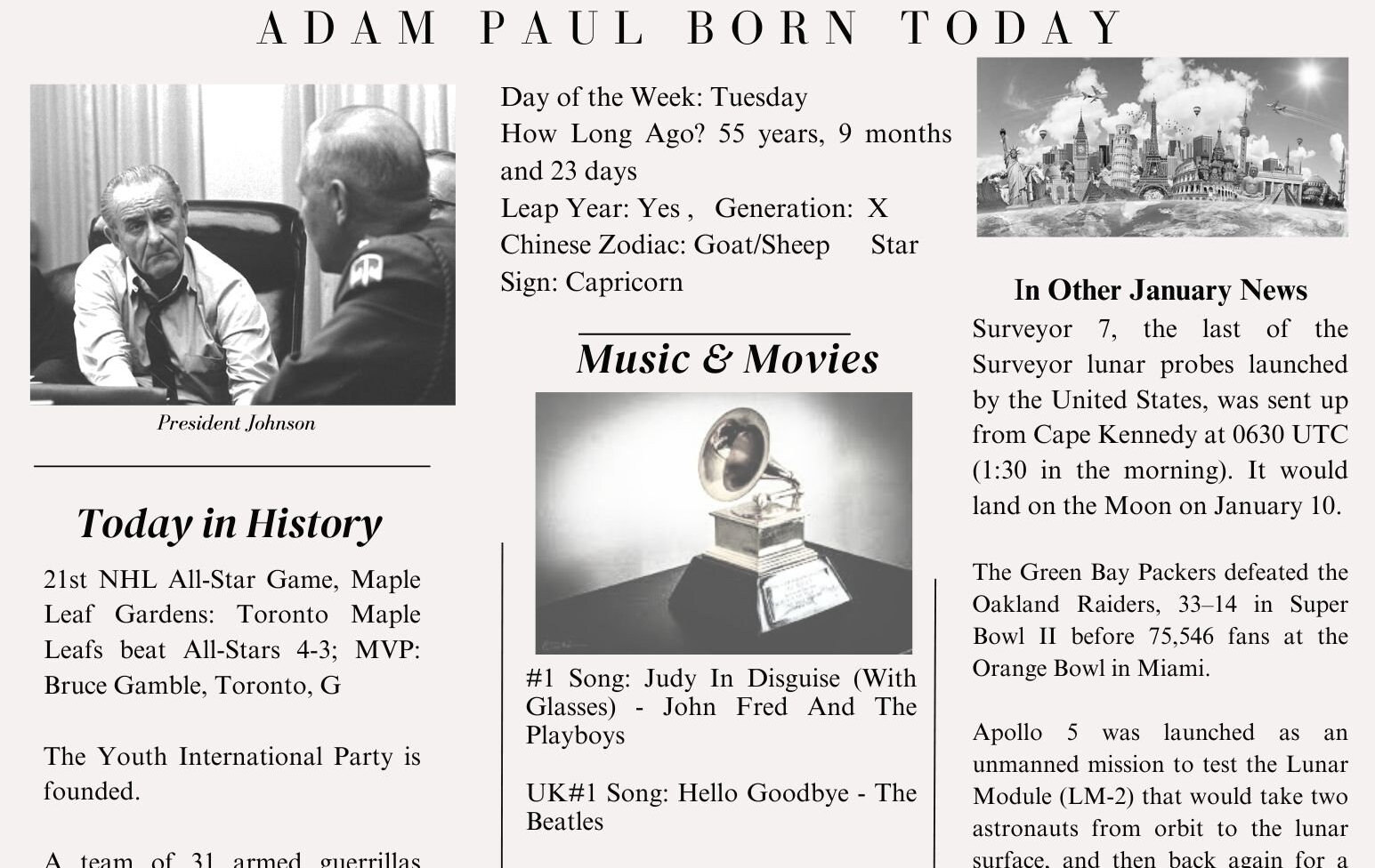 The Birthday Times Personalized on the Day You Were Born Newspaper ...