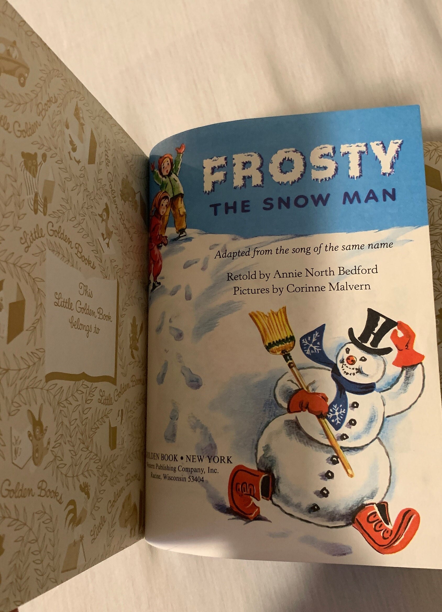 1950 73 YEAR Old Little Golden Book Frosty the Snow Man Annie North ...
