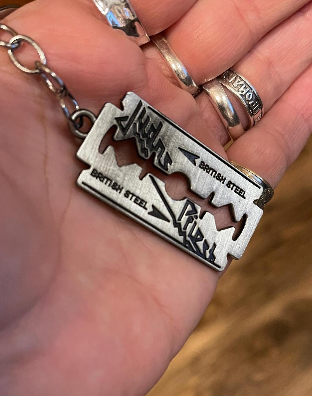 Judas Priest British Steel Razor Blade Charm Keychain Heavy Metal - 80s ...