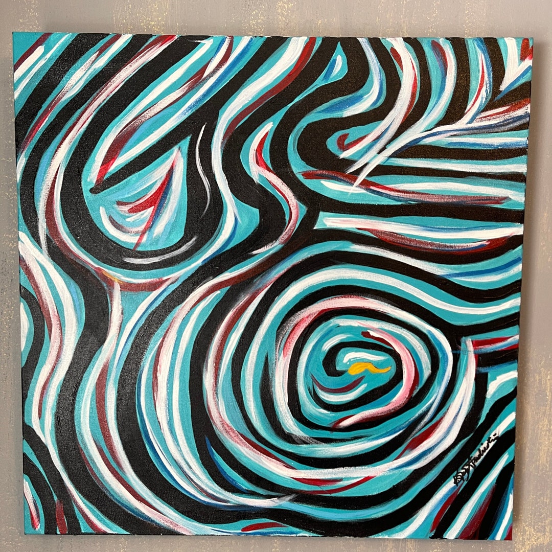 Little Fish, Big Pond Abstract Water / Waves / Fish Hand Painted ...