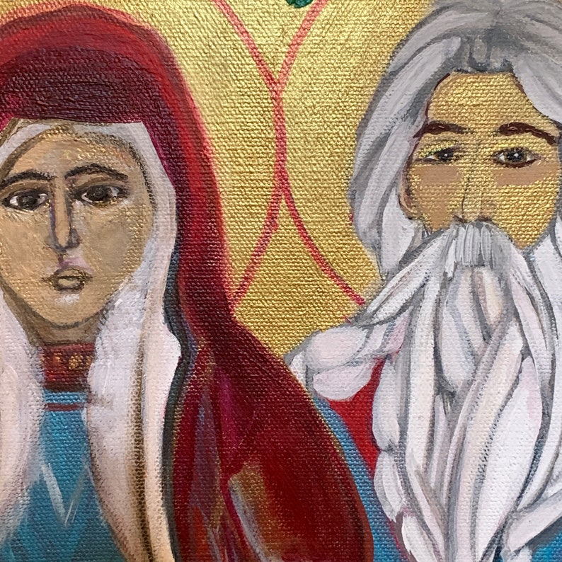 Hand Painted Adam and Eve Byzantine Art Orthodox Iconography on 10 X 10 ...
