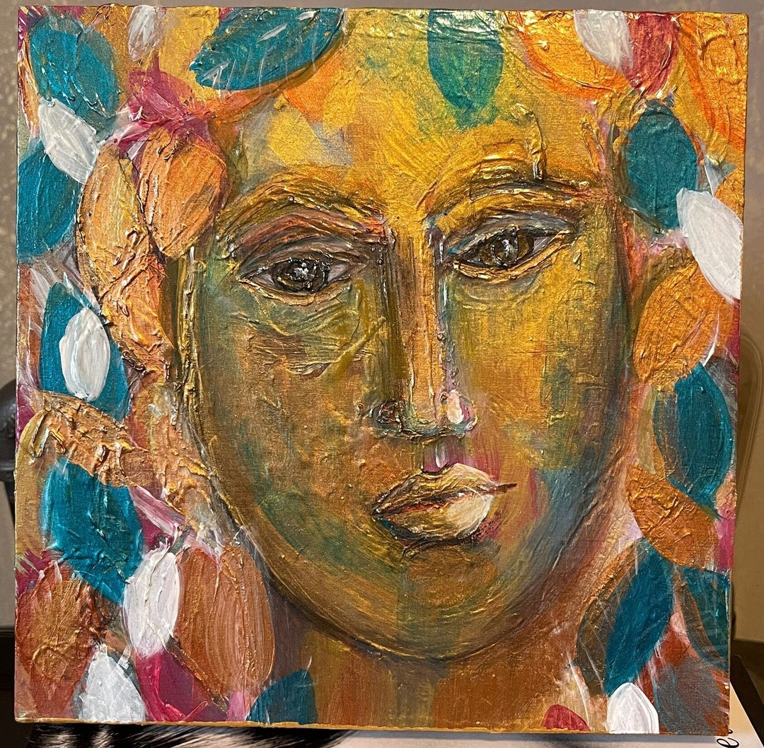 Hand Painted Angel - Byzantine Style Art - on 8 X 8 Birch Wood Angel ...