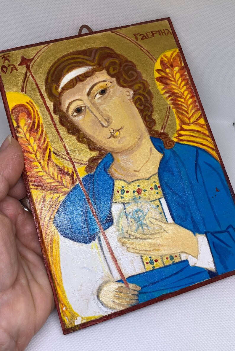 Hand Painted Archangel Gabriel Byzantine Art Orthodox - Etsy