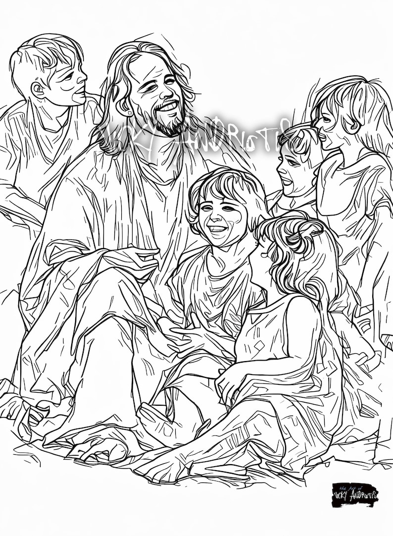 Jesus and the Children Coloring Page "let the Little Children Come to ...