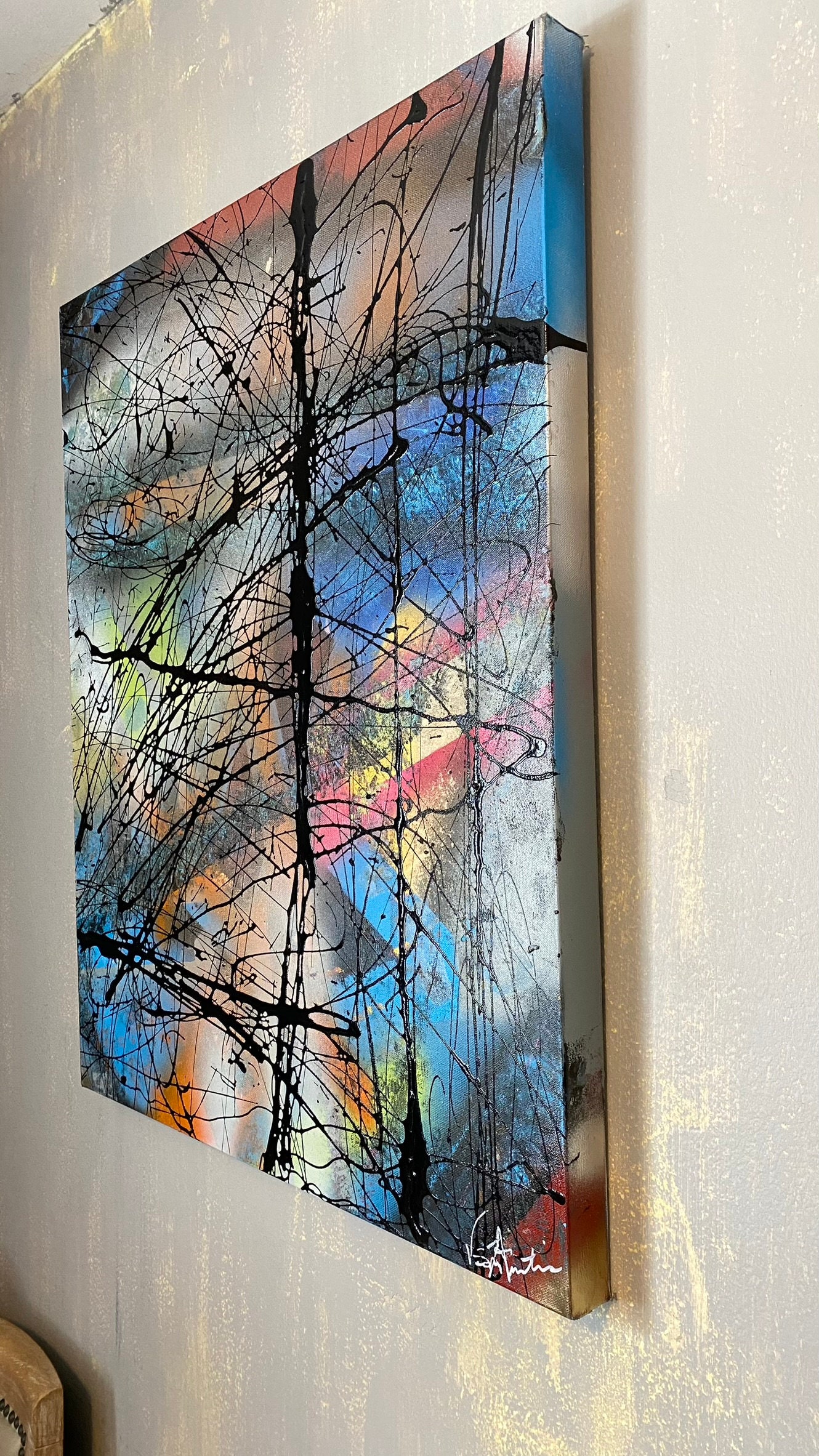 Hand Painted & Signed Original Painting Abstract Drip Painting pop Rock ...