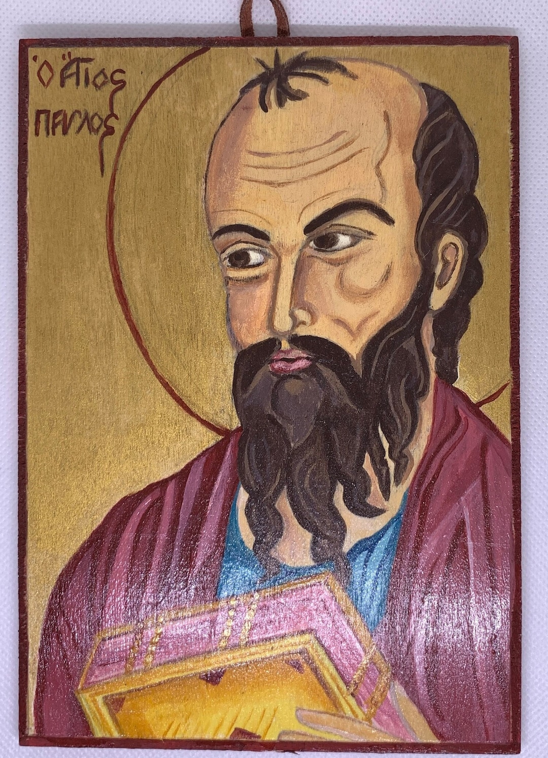 Hand Painted Saint Paul - Byzantine Art Orthodox Iconography - on 7 X 5 ...