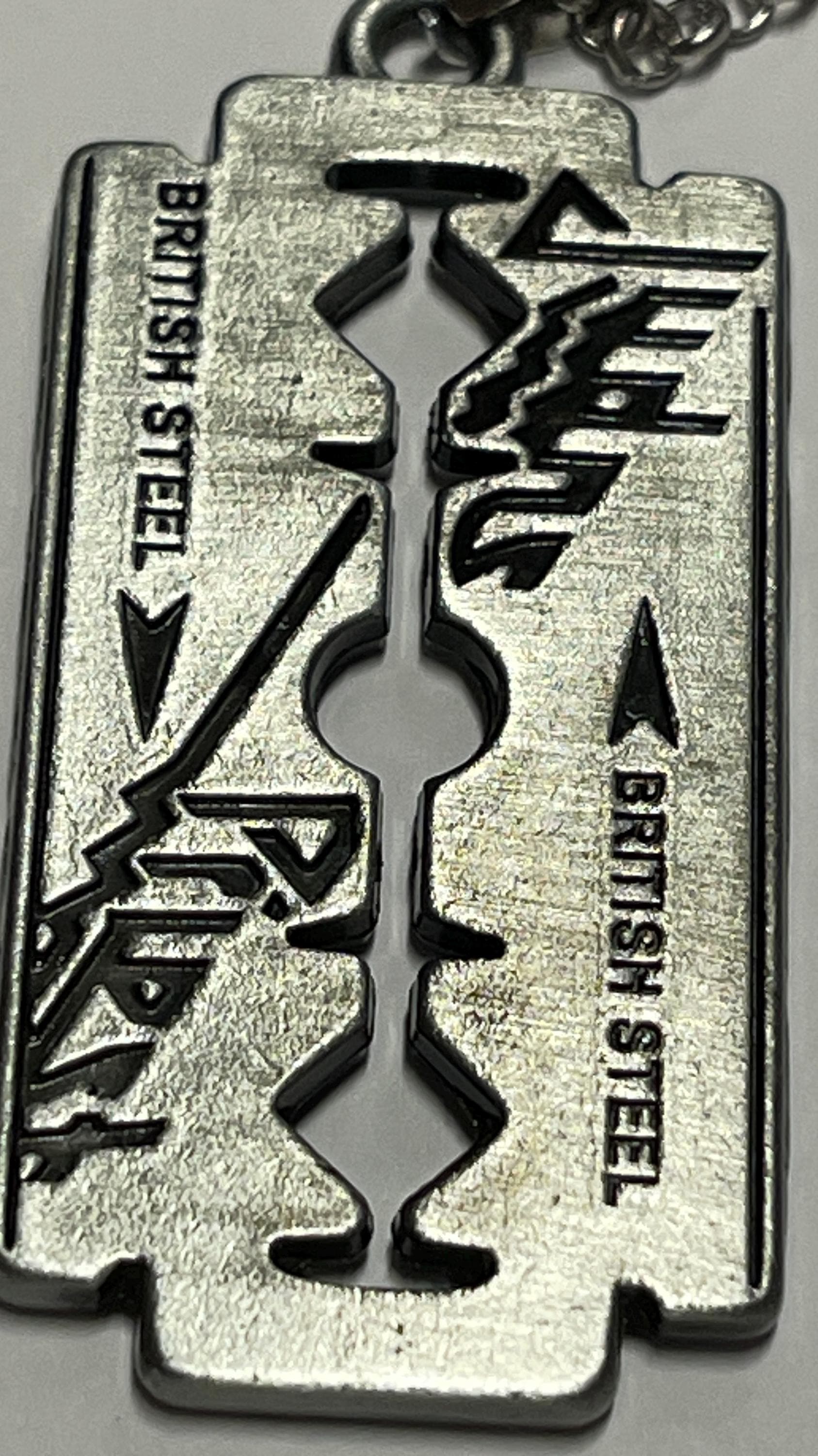 Judas Priest British Steel Razor Blade Heavyweight Charm Necklace - 18 ...