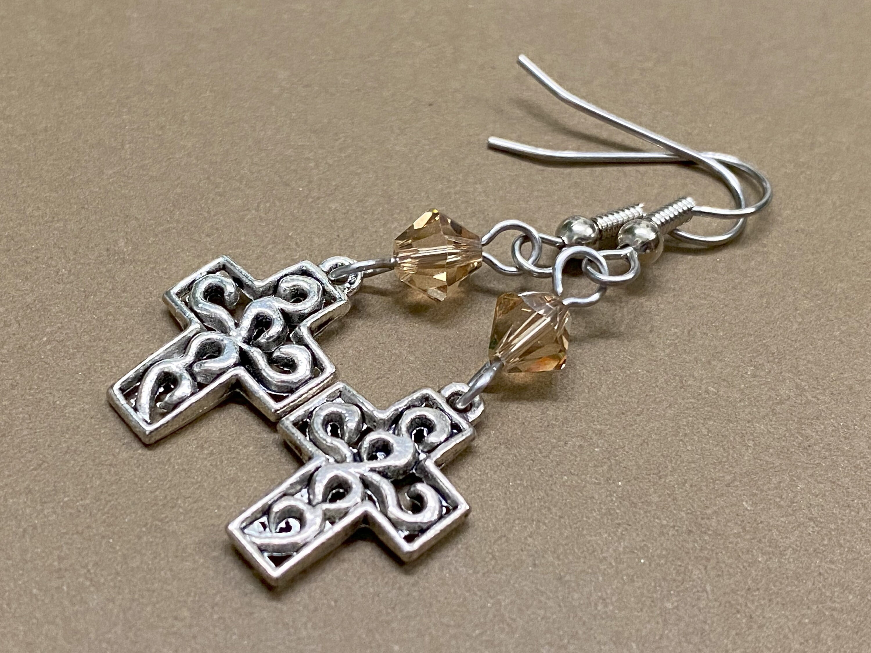Colorado Topaz Swarovski Scrollwork Cross Earrings Medieval - Etsy