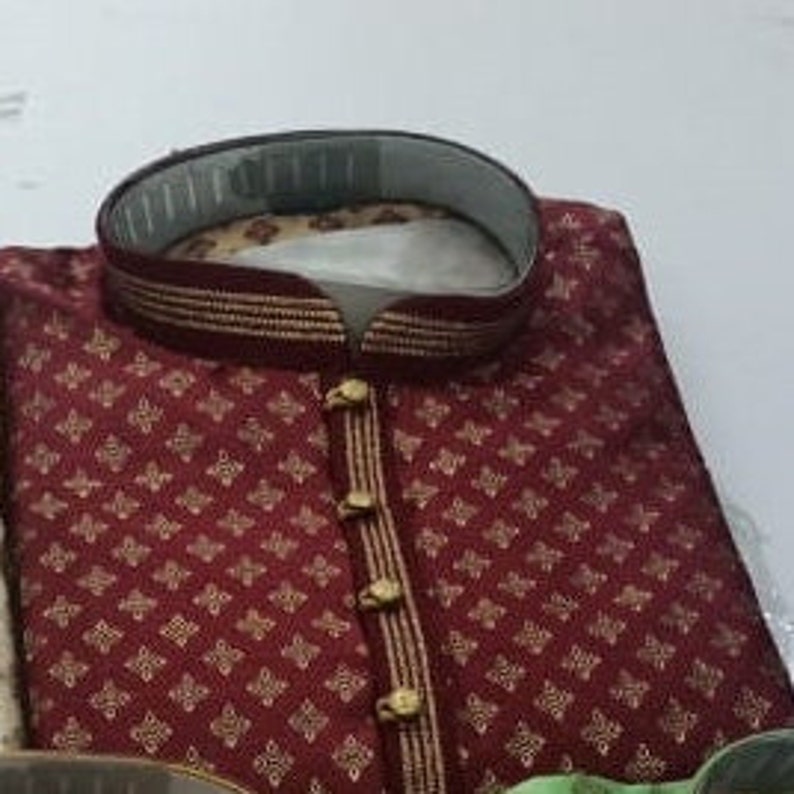 Mens Kurta Maroon Beige Ethnic Party Wear Birthday Gift With - Etsy