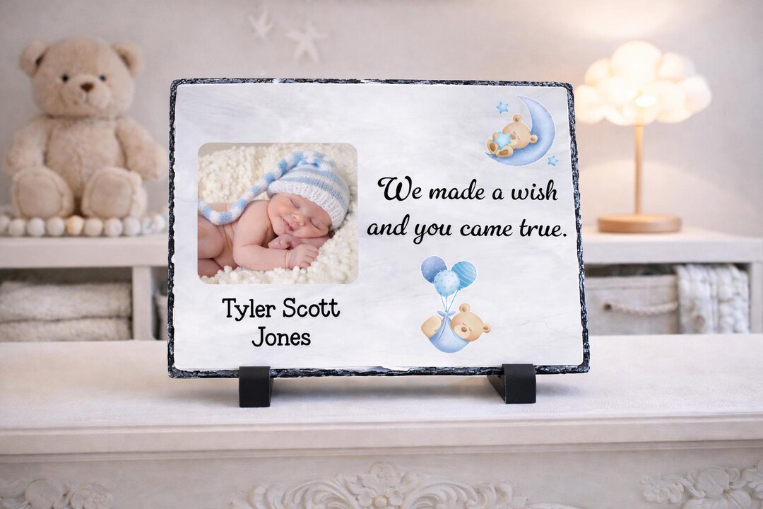 Personalized Baby Photo Slate, Nursery Decor, New Parent Gift - Etsy