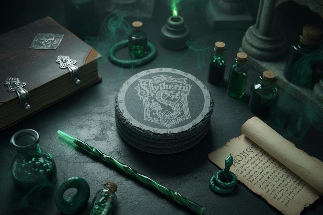 Wizard School House Crest Slate Coasters: Fantasy Book Lover Gift - Etsy