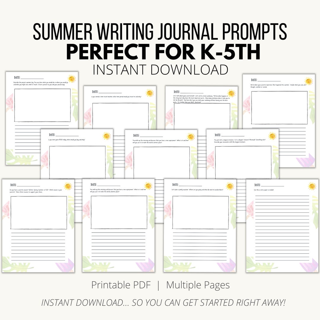 Summer Writing Journal for Elementary Students - Etsy