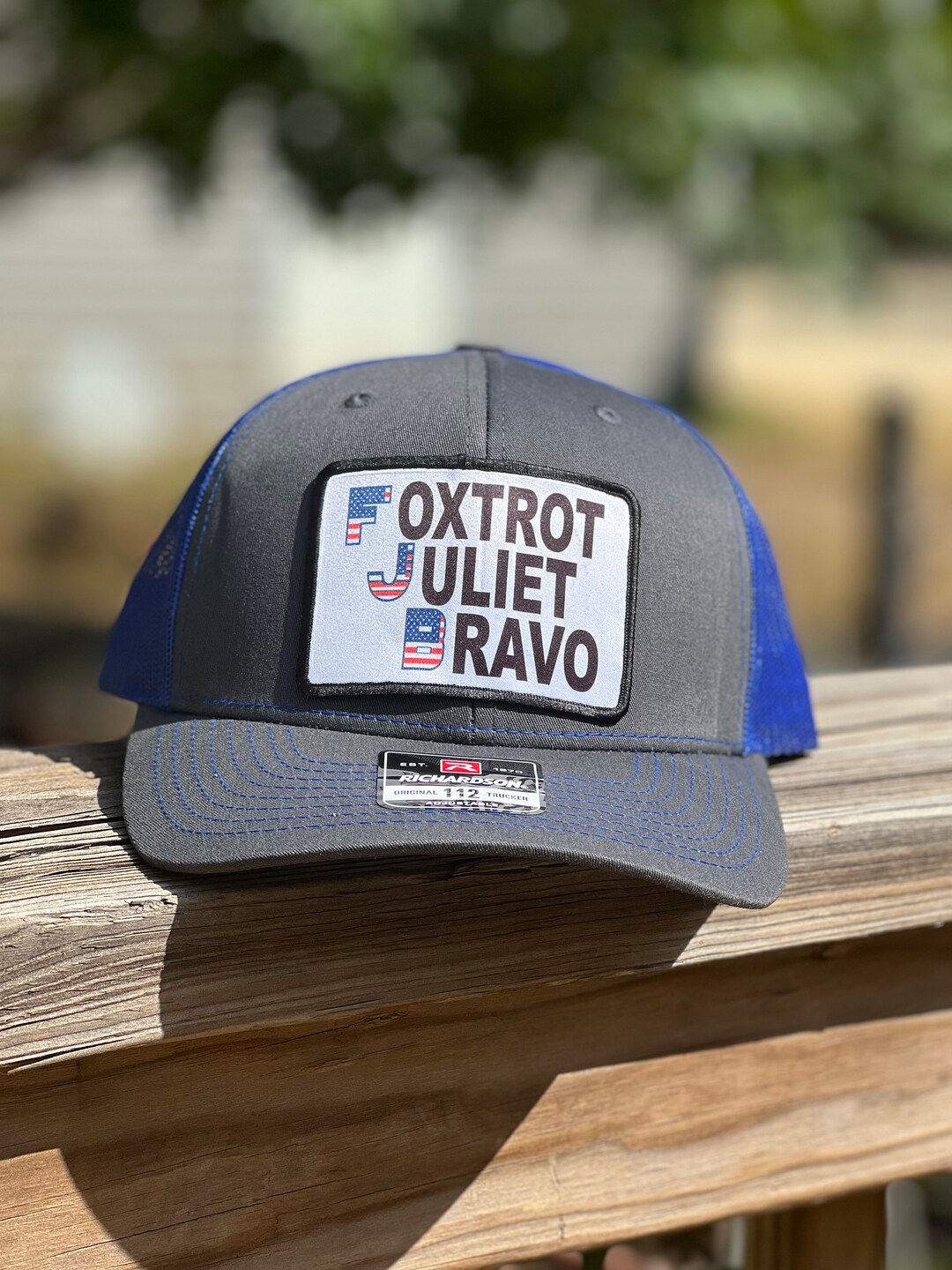 Richardson 112 Trucker Charcoal/ Blue Hat With FJB Patch - Etsy